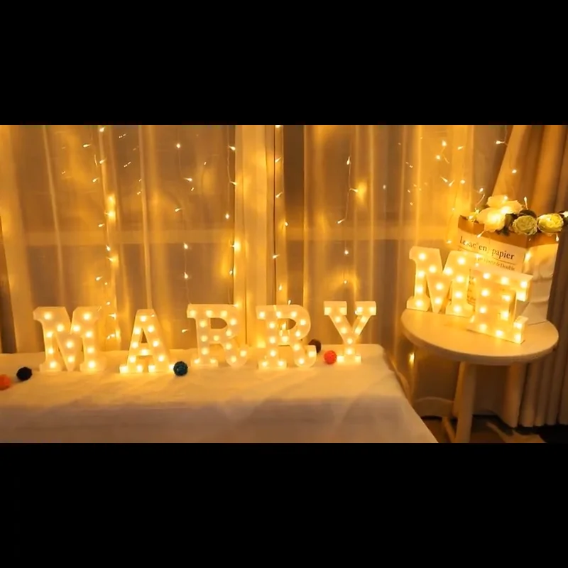 Wedding Decoration Lights Propose Marriage Backdrop 60cm Large Led ...