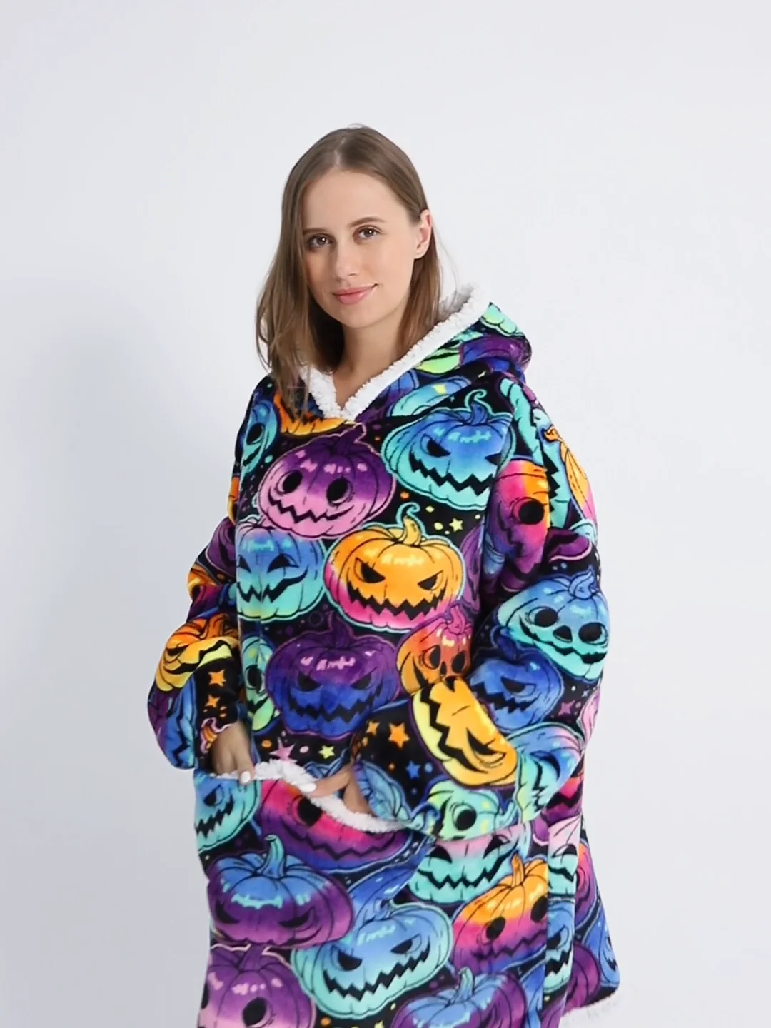 Wholesale Soft Warm Sweatshirt Hooded Blankets Comfy Kids Adult Sherpa ...