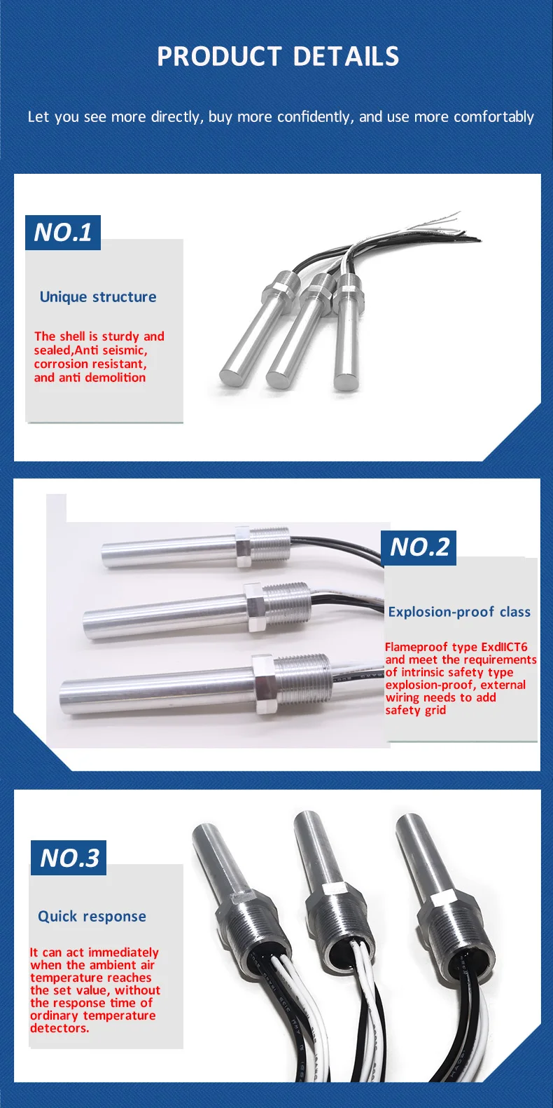 High Temperature JTWB-OD-8600 Heat Detector Stick
