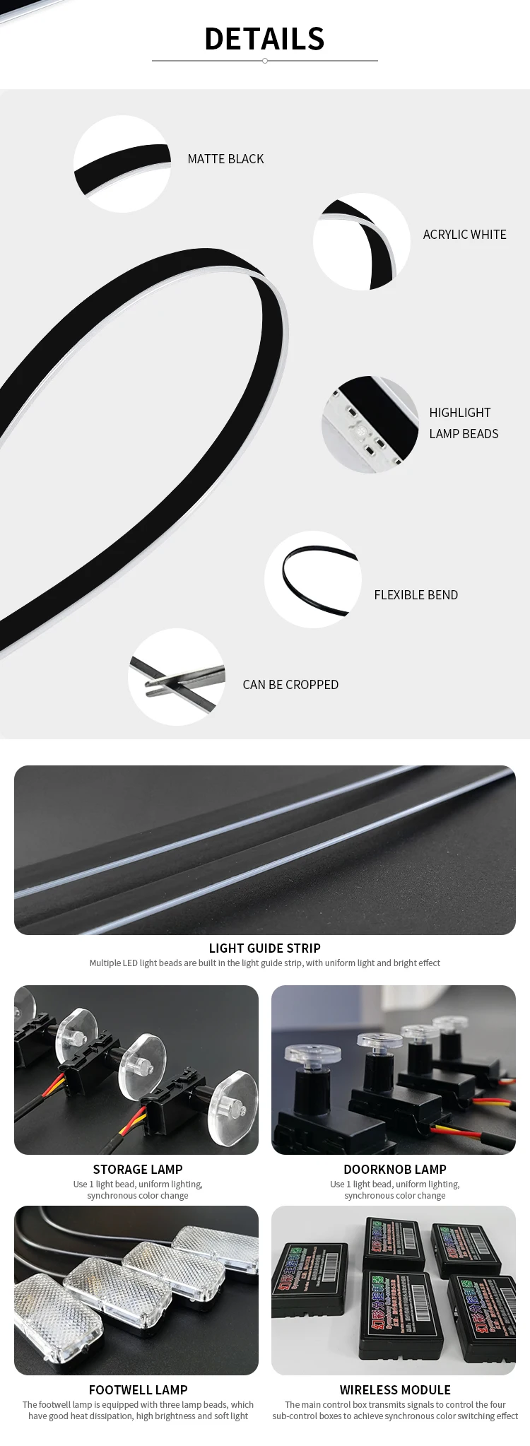 Universal 18 in 1 Symphony Led Atmosphere Lights Car Rgb Acrylic Strips ...