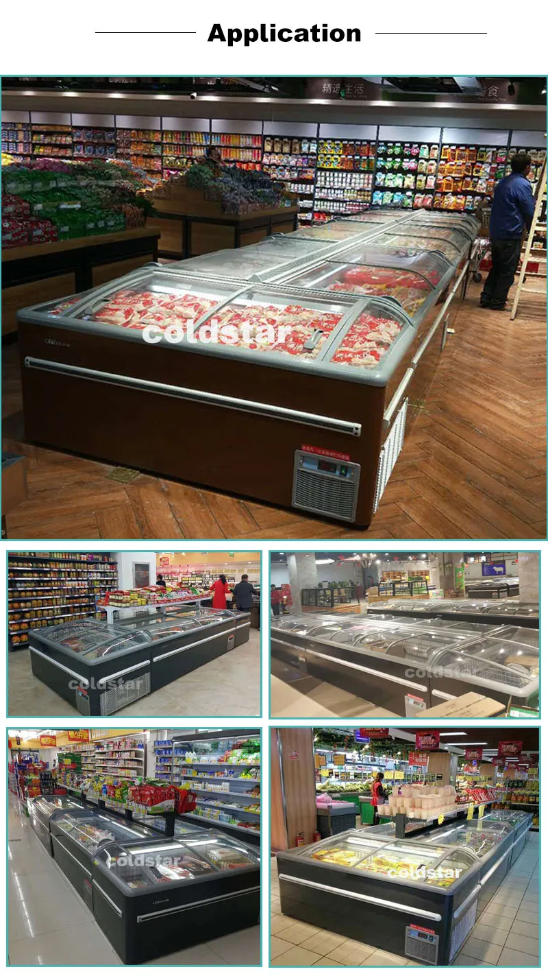 Commercial Island Freezer Refrigerator Display Showcase Butcher Deep ...