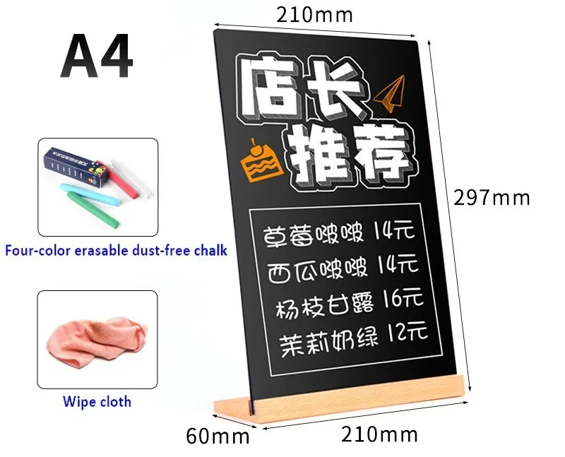 DIY Handwriting Acrylic Menu Sign Board, A4 A5 A6 T L Shaped Tabletop ...