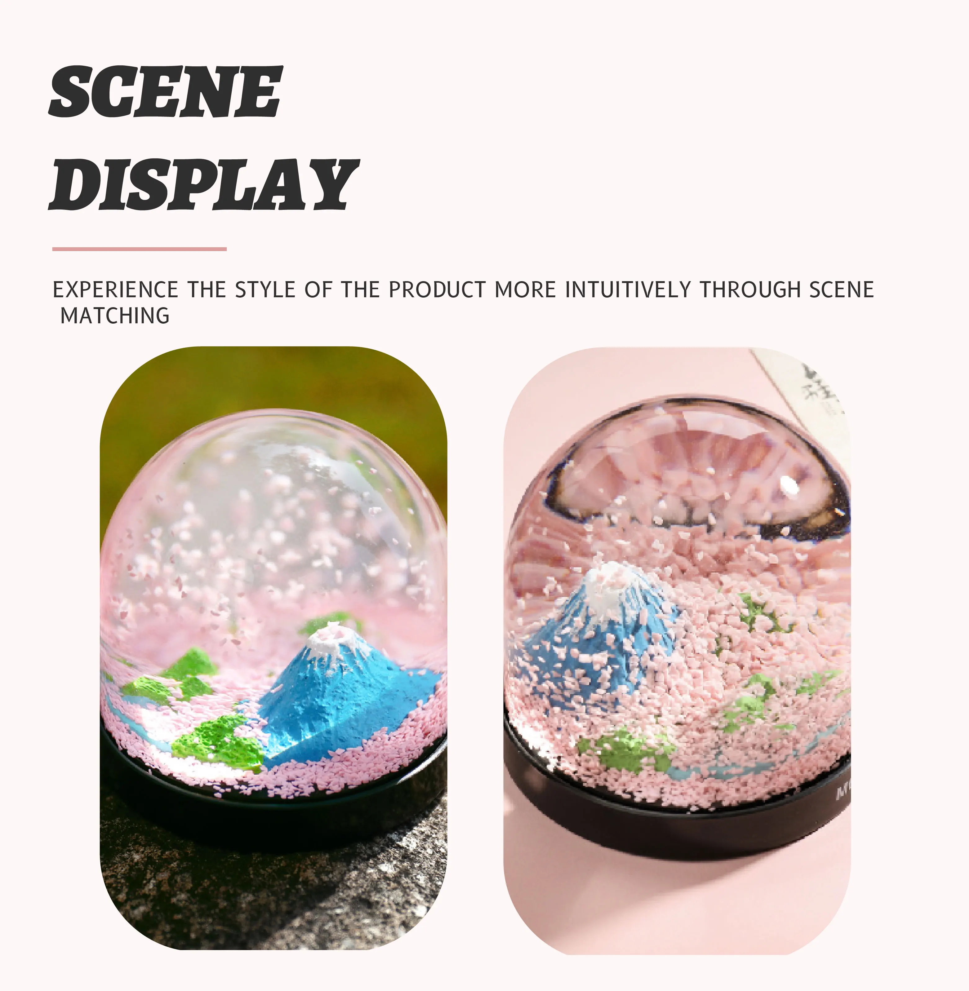 Custom Model Japan Mount Fuji and Sakura Snow Globe