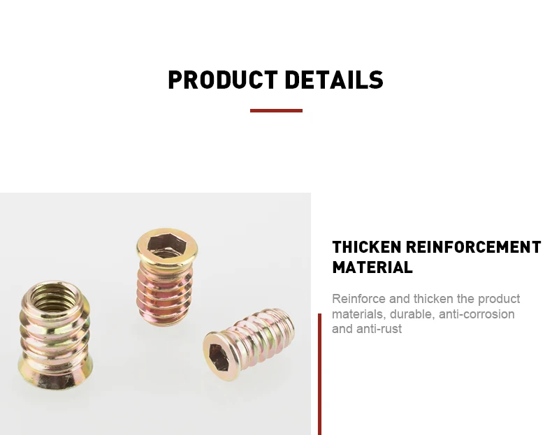 M6 M8 M10 Hex Socket Threaded Inserts Nuts Zinc Alloy Insert Hexagon ...