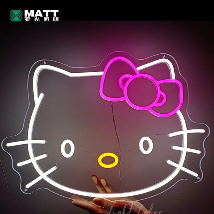 Matt Custom Neon Sign Lovely Bright Pink Hello Kitty Neon Light For ...