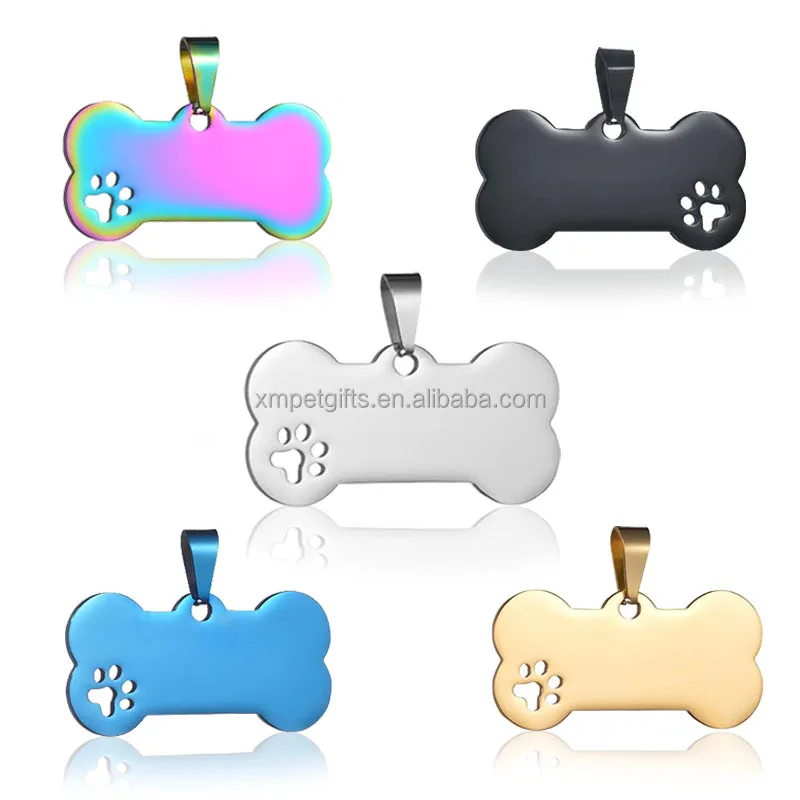 Stainless Steel Hollow Footprint Bone Dog Tag Gold Steel Color Rose ...