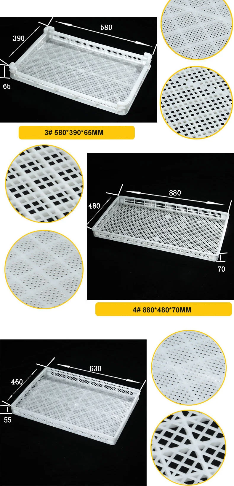White Mesh Frezing Tray Food Grade Drying Plastic Tray For Seafood ...