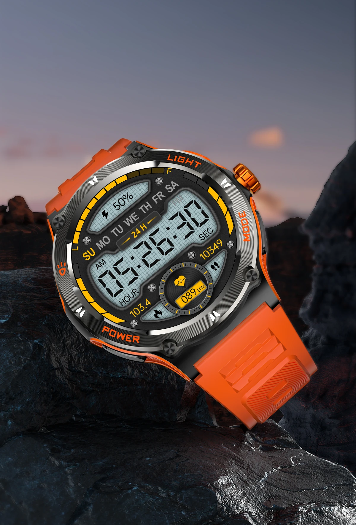 Outdoor Smart Watch KT76 with LED Flashlight & Sports Tracker