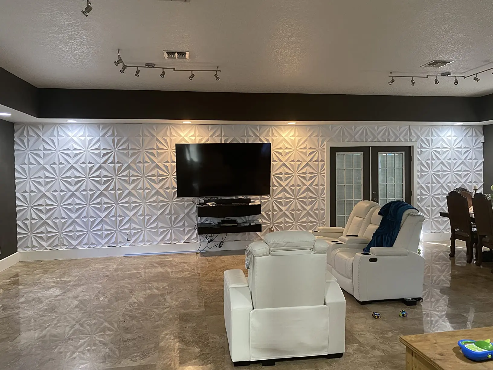 Modern 3D Coated PVC Wall Panels Waterproof Marble Office Walls Ceiling ...