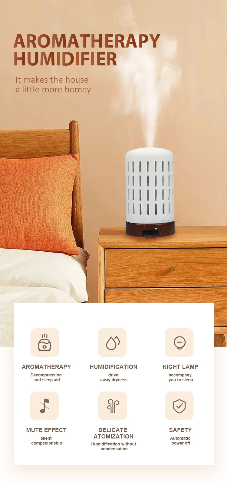 100ml Vertical Strip Hollow Pattern Ceramic Ultrasonic Air Humidifier ...