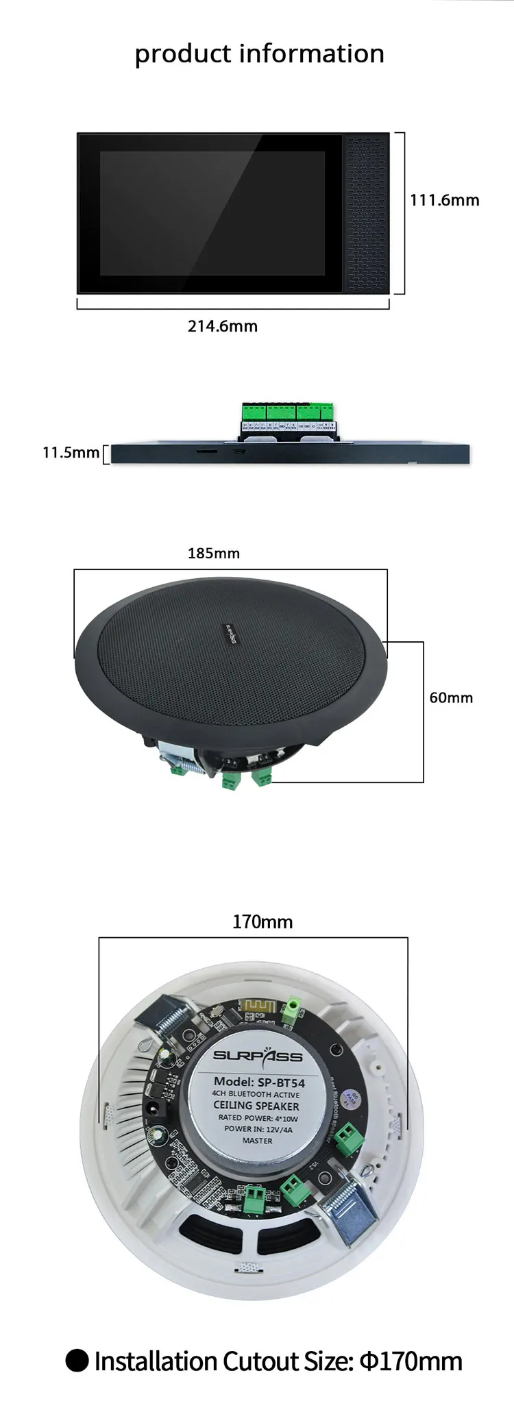 Tuya Wifi Smart Home Audio System With Touch Screen, Android 8.1