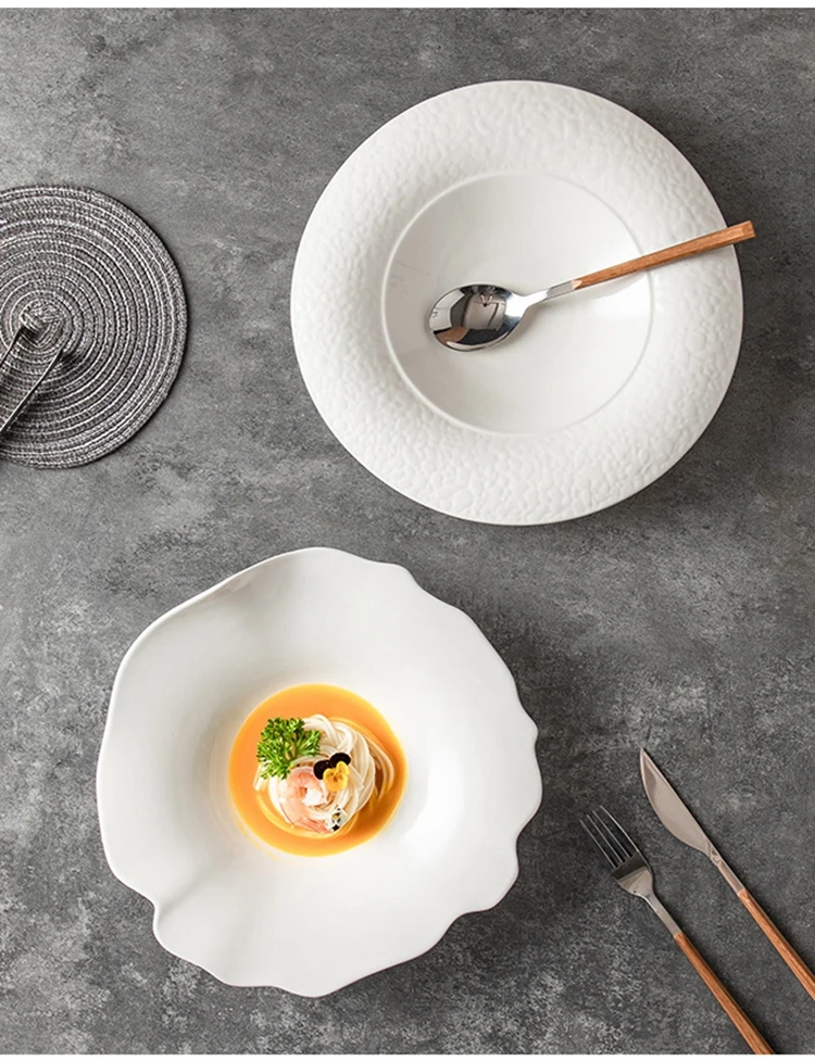 White Ceramic Dinner Plate Porcelain Fruit Dessert Pasta Serving Tray ...