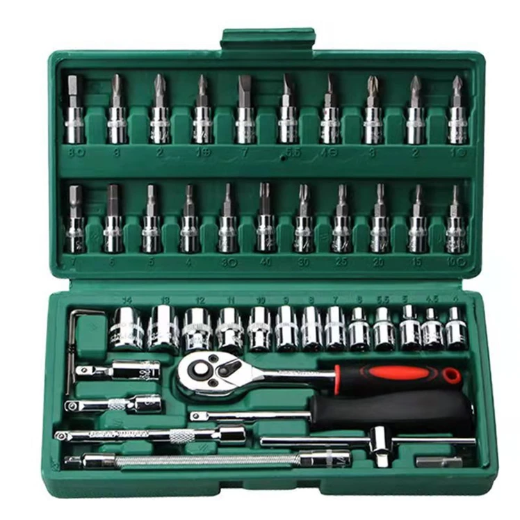 1/4 Inch Wrench Socket Set 46pcs Tool Box Car Motorcycle Repair Hand ...