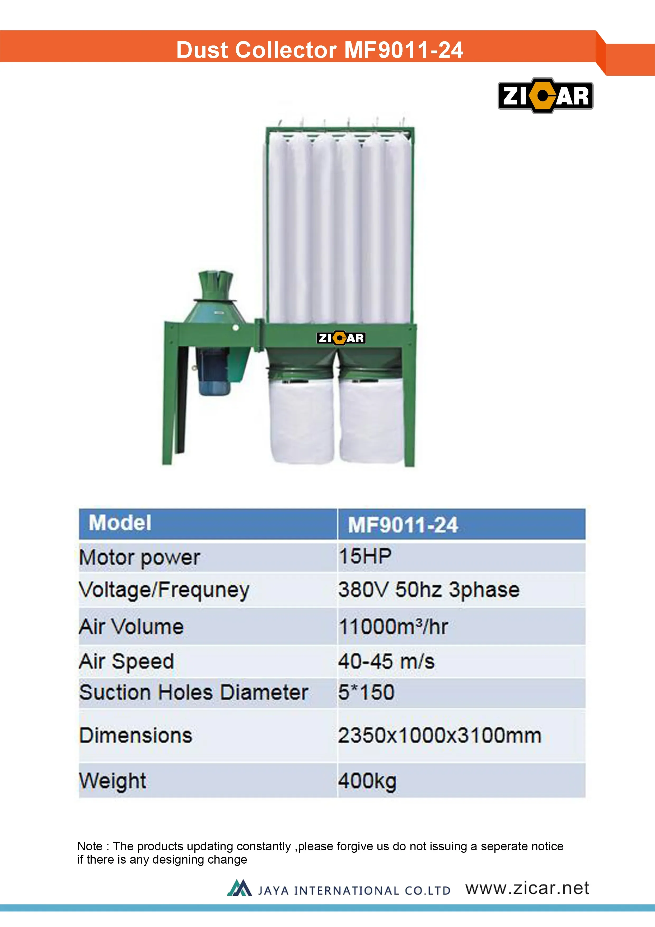 Zicar Heavy Duty Industrial Dust Collector Fm9011 24bags With 15hp 11kw ...