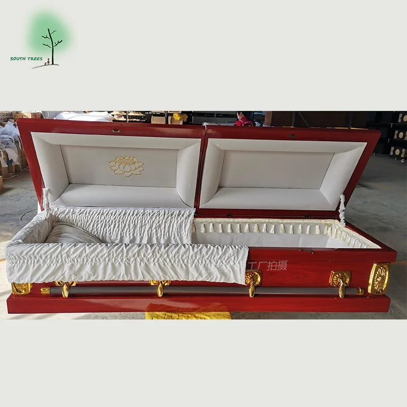 American Style Wooden Casket Coffin Model High Quality Velvet Interior ...