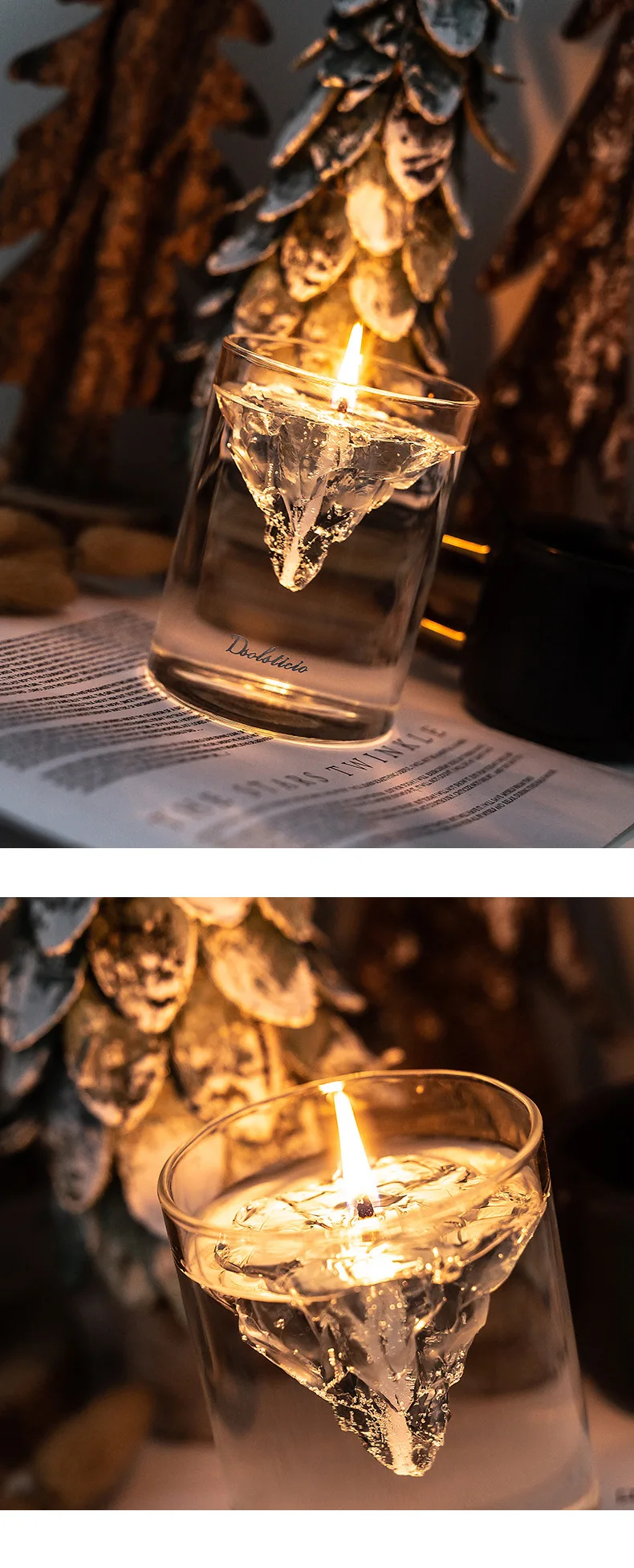 Creative Floating Candles Three-dimensional Iceberg Jelly Wax Handmade ...