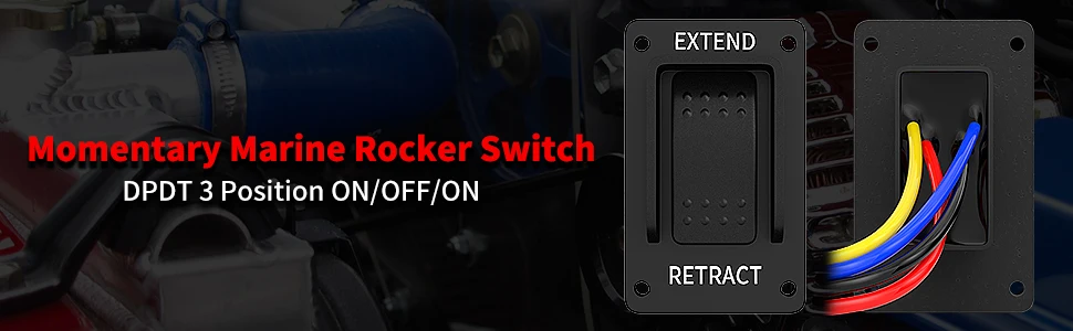 Daiertek 12V 20A DPDT Pre-Wired 3 Position Rocker Switch