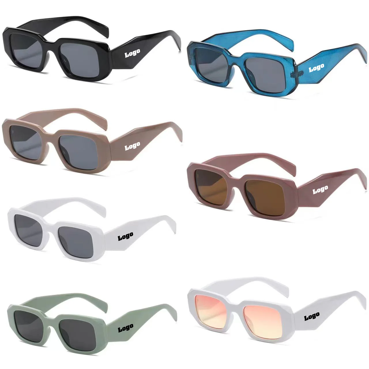2023 Custom Metal Logo Fashion Irregular Square Frame Sunglasses Women ...