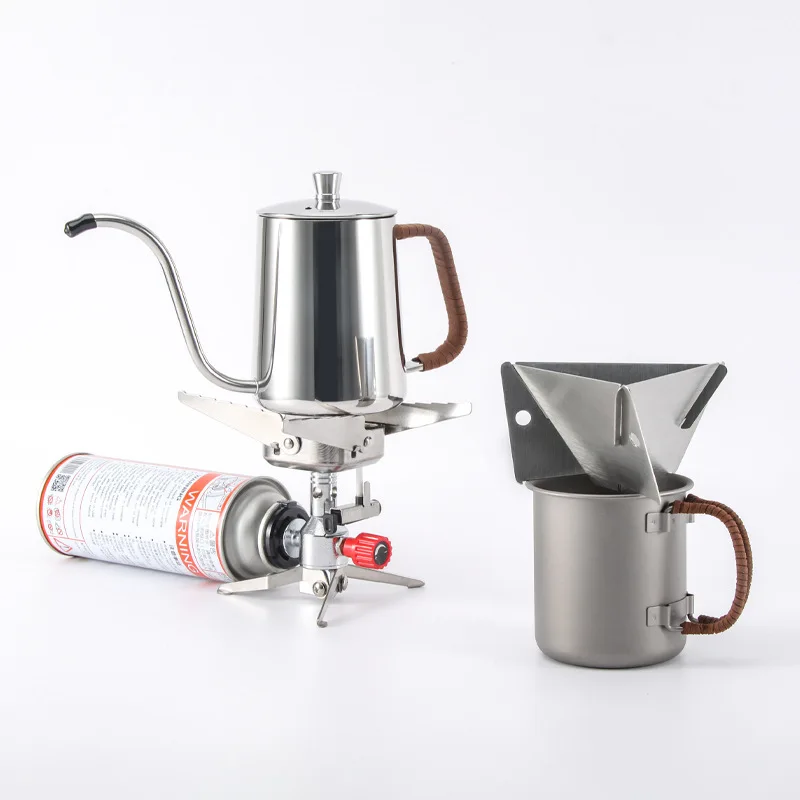Outdoor Hand-brewed Coffee Pot Portable Travel Coffee Set With Titanium ...