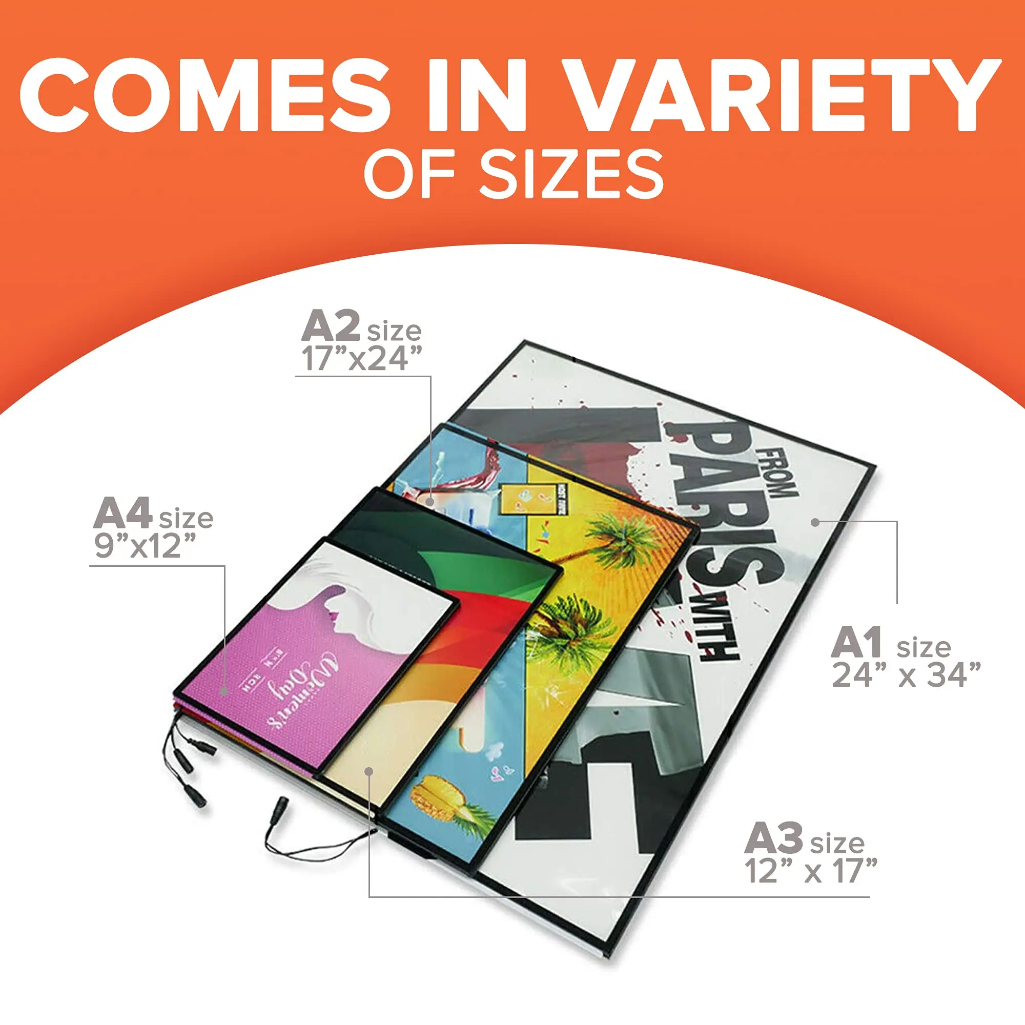 Slim A2 A3 A4 LED Backlit Frame Movie Poster Wall Mounted Desktop Stand Steel Modern Aluminum ...