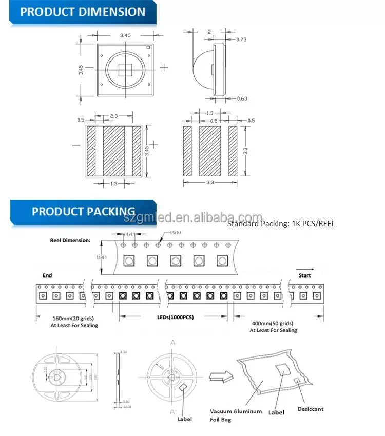 Epistar 3535 Smd High Power Led Chip 1w 3w 5w For Led Modules & Odm