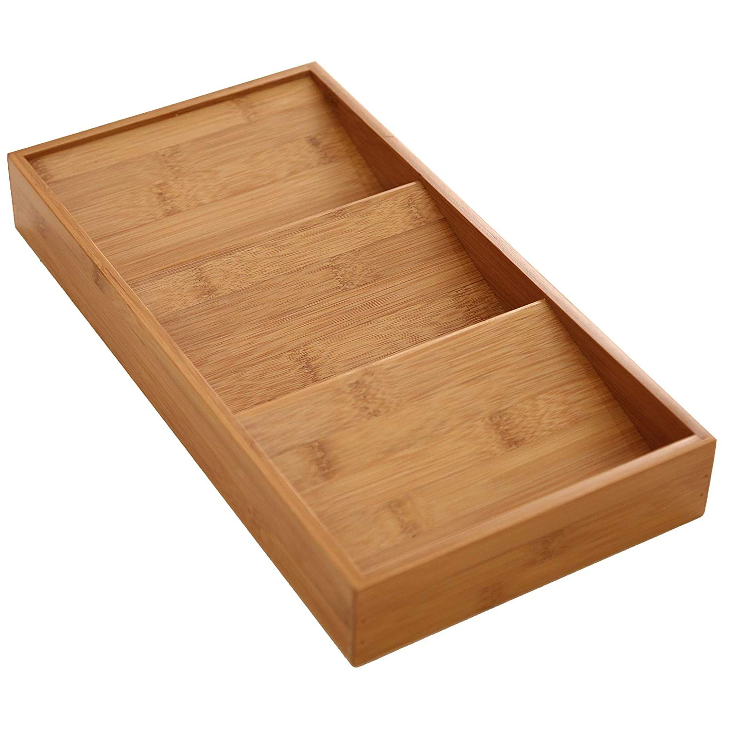 Modern Three-Tier Bamboo Utensil Organizer Wood Tray Spice Storage Box ...