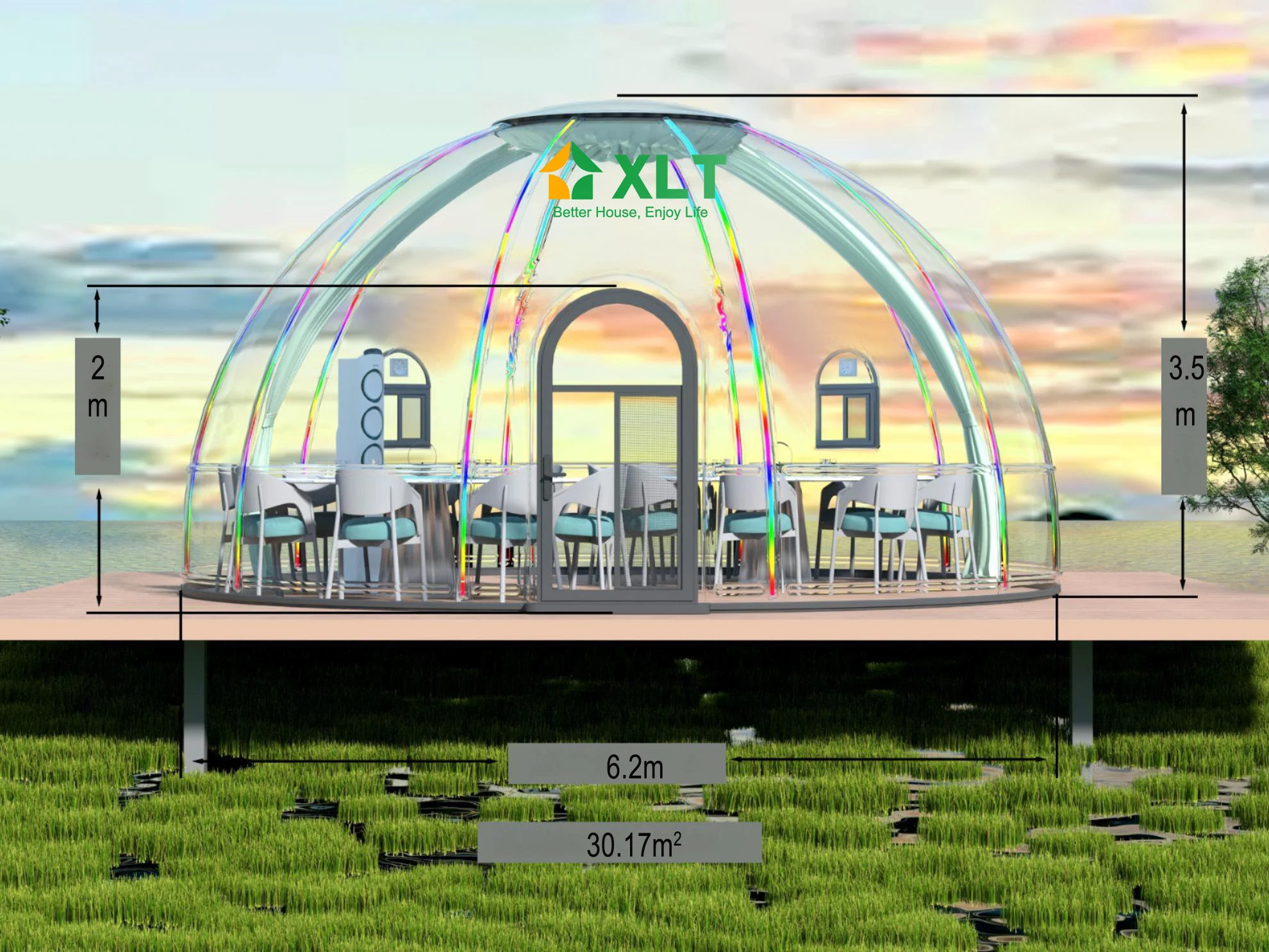 Modern Transparent Plastic Spherical Dome House for Camping