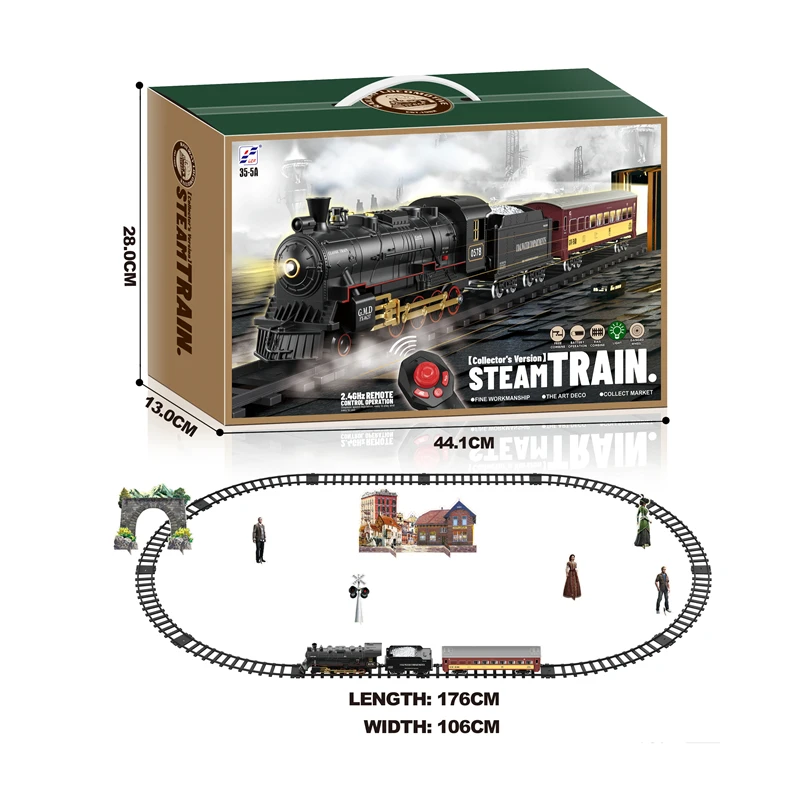 Children's Track Toys Retro Steam Toy Train Steam Locomotive Stepless ...