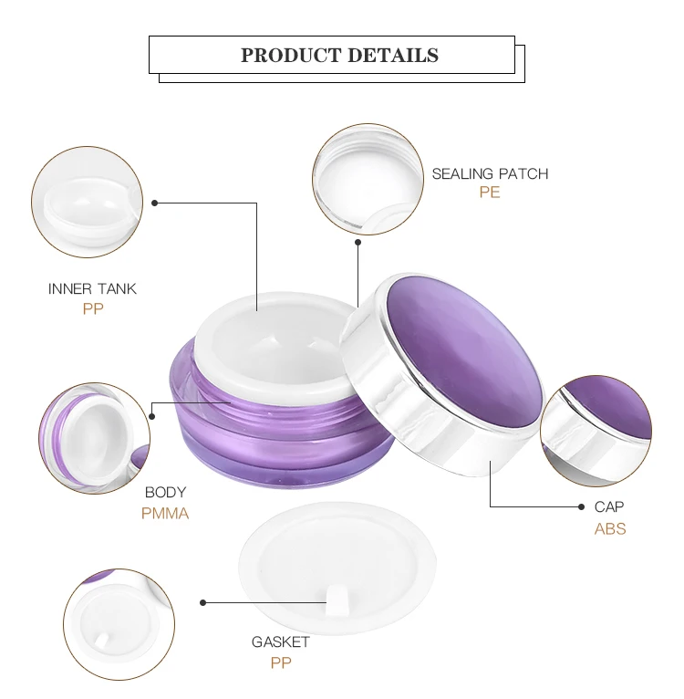 5g New Design Luxury Empty Plastic Container Customized Acrylic Cream ...