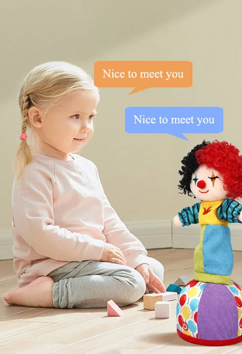 Kids Dancing Plush Doll Voice-control Running Clown Soft Toys Battery ...