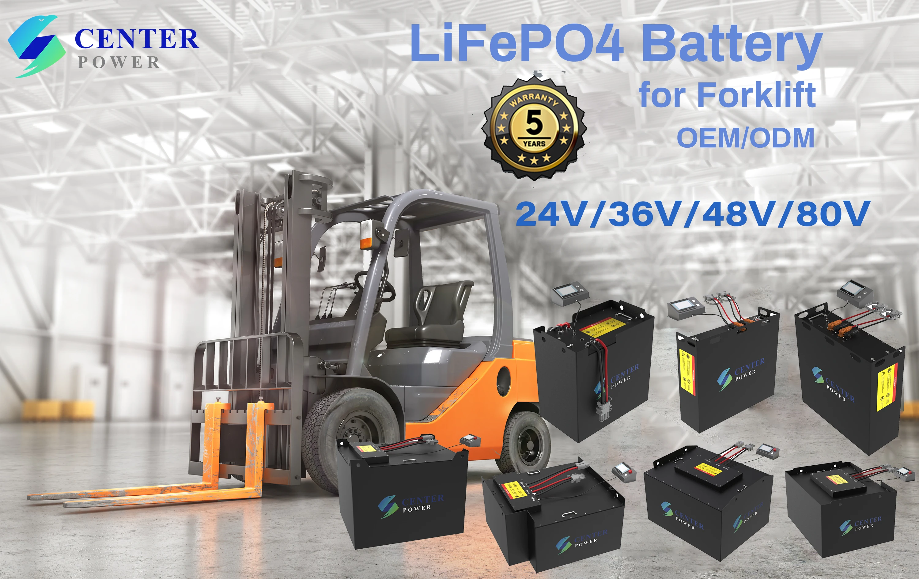 Center Power Lithium Electric Forklift Battery 24v 36v 48v 80v 300ah 400ah 560ah 600ah Lifepo4 ...