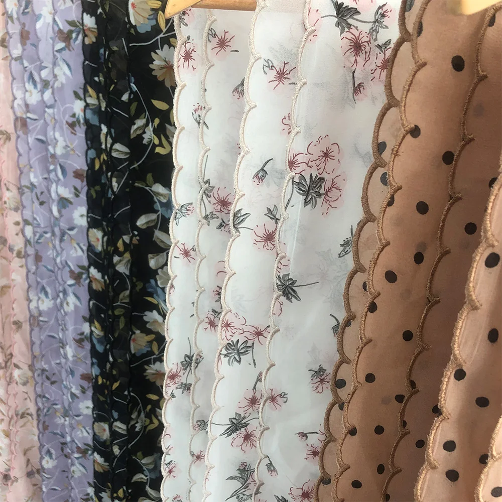 Printed Sulam Hijab Custom Muslim Luxury High Quality Chiffon With ...