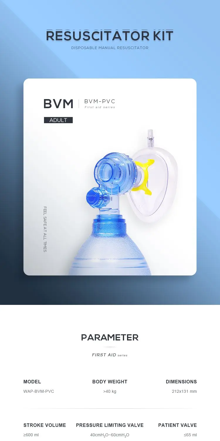 Handheld BVM Breathing Manual Resuscitator Valve Oxygen Mask