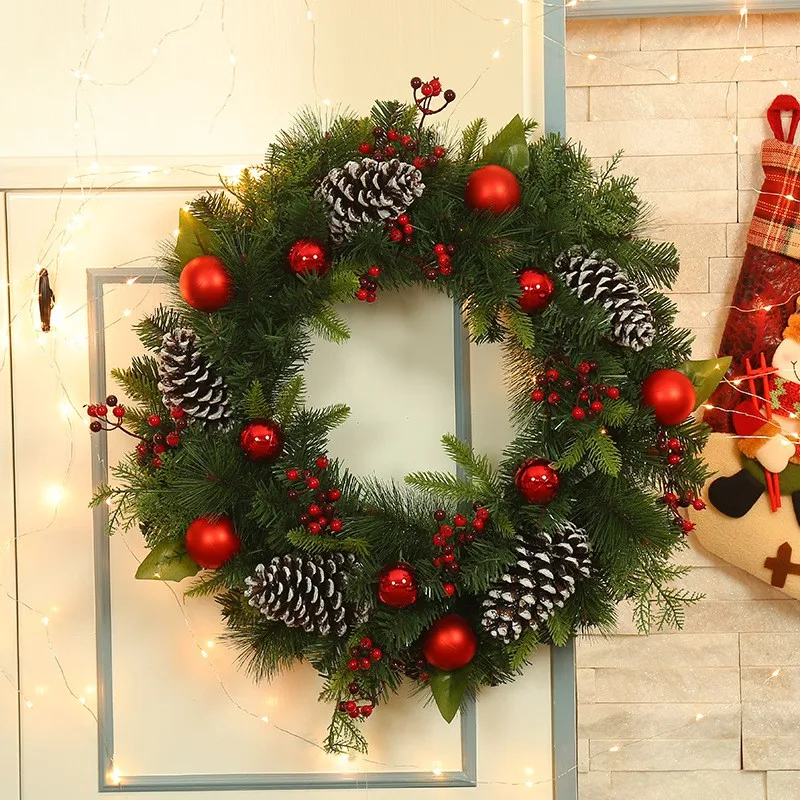Custom Size 80cm PVC Mixed Christmas Wreath Garland for Outdoor Party ...