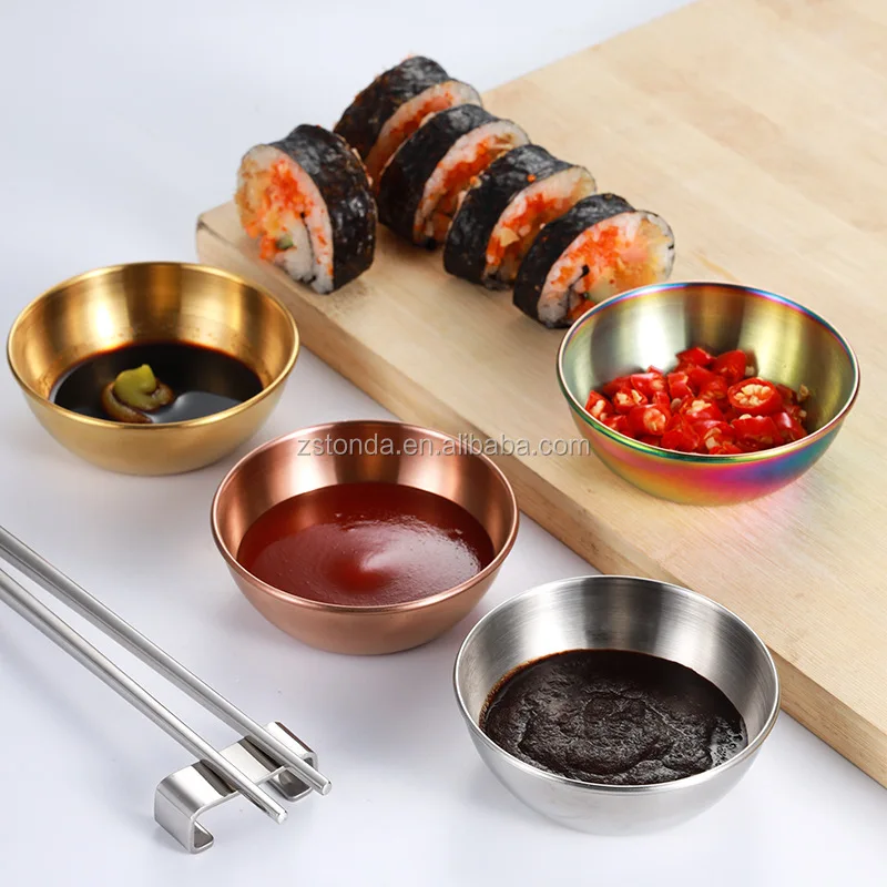 Stainless Steel Small Sauce Dishes Seasoning Serving Tray Spice Plates ...