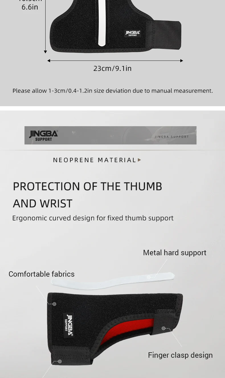 Jingba Support 6438 Removable Thumb Brace Wrist Brace Splint For Men ...