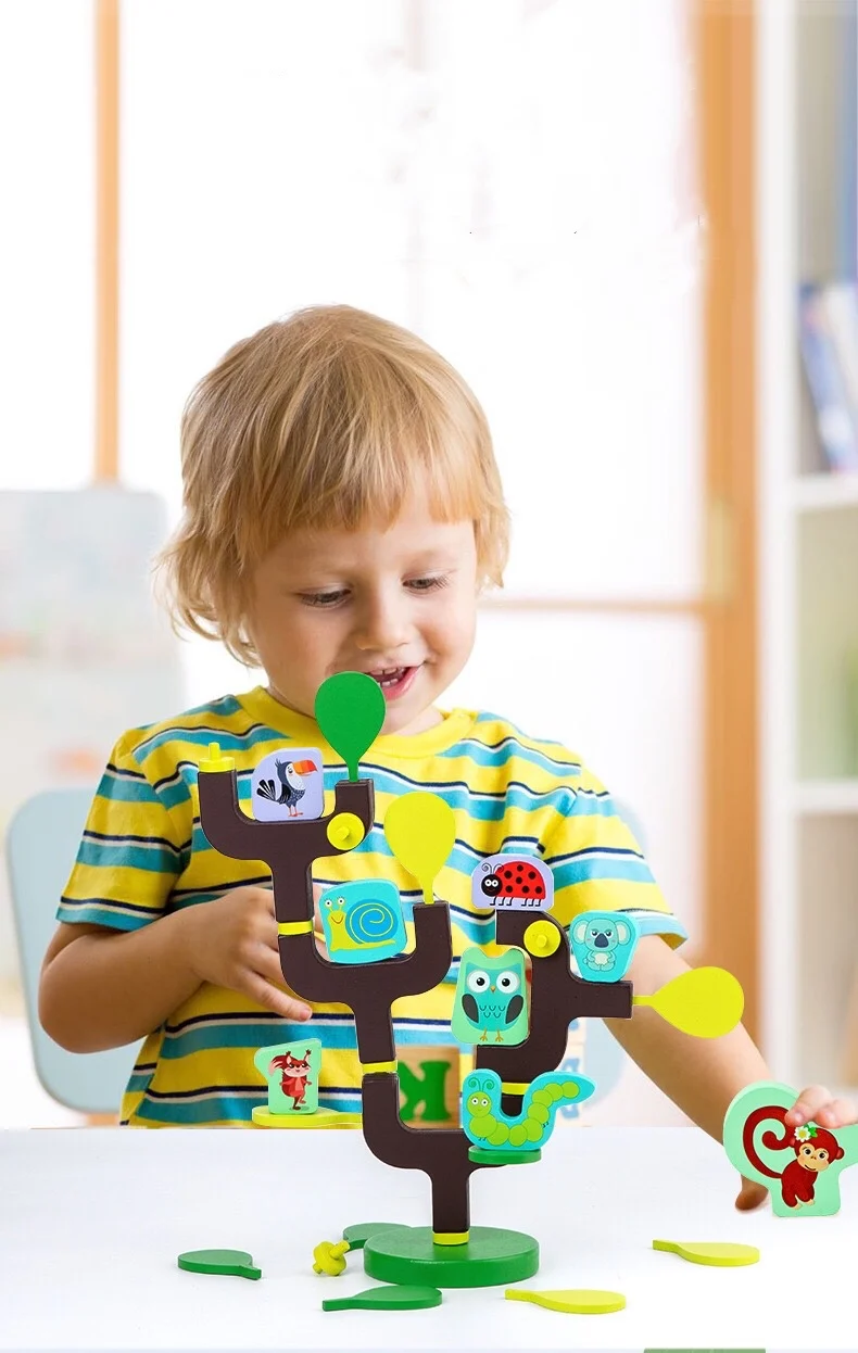 Wholesale Wooden Balancing Toy Montessori Tree Stacker Wooden Blocks ...