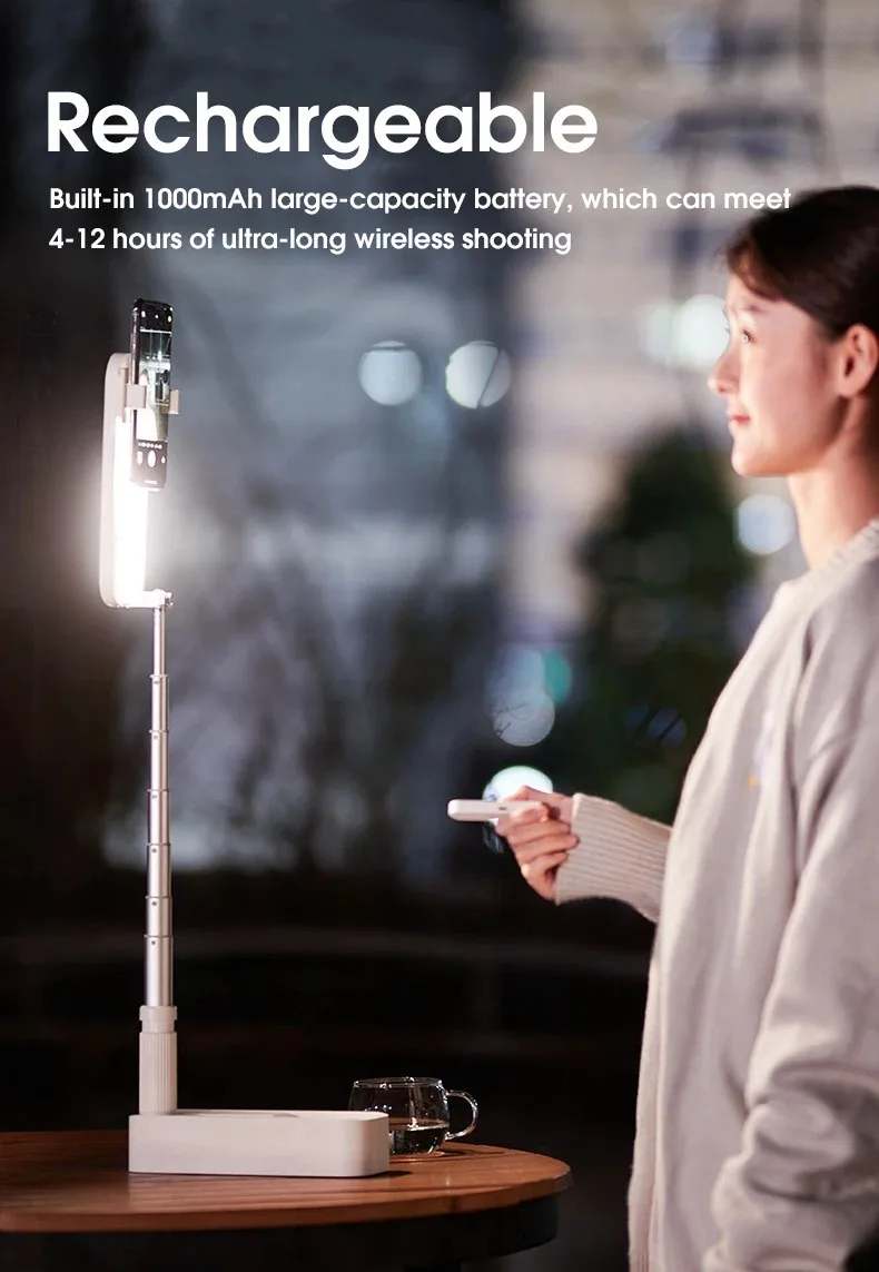 Portable Phone Holder Stand With Wireless Dimmable Led Selfie Fill ...