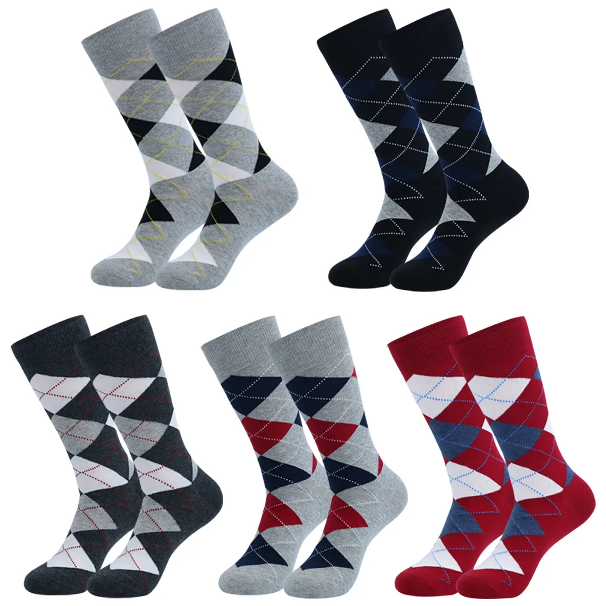 Wholesale Classic Argyle Patterned Business Socks Men Plus Size Luxury ...