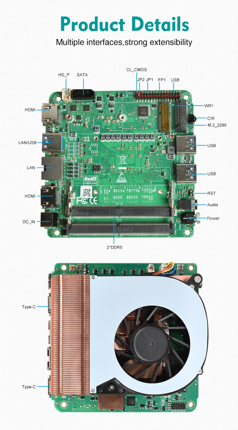 X86 Intel Nuc Mini PC Motherboard i5-1240P/i7-1260P, DDR5 RAM, 512GB ...