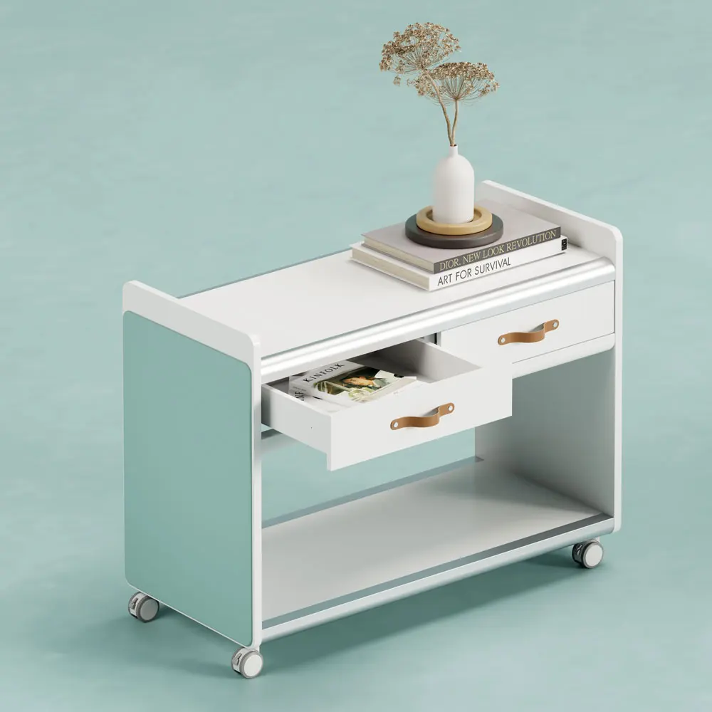 Office Mobile Storage Cart Metal White Utility Organization Cabinet ...