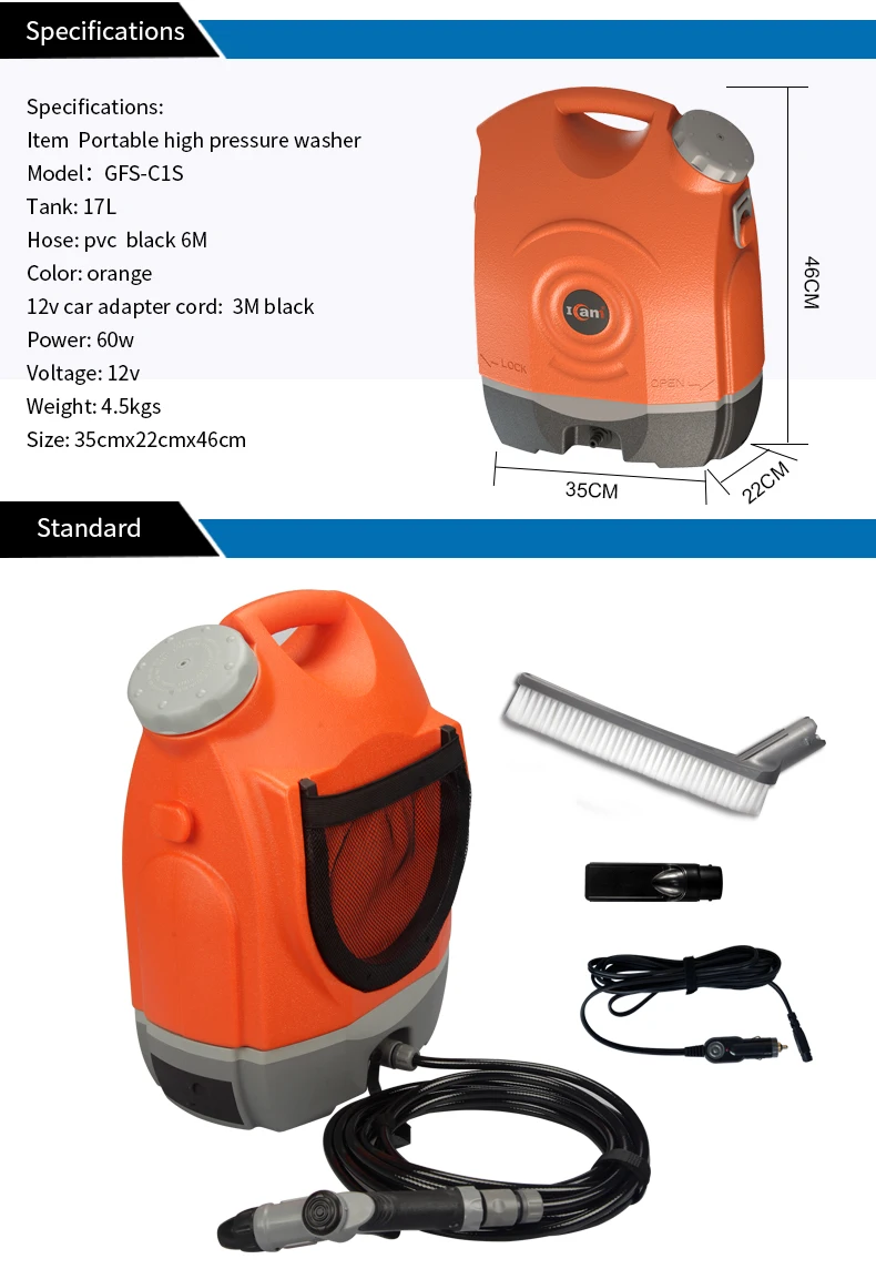 12v Built In Rechargeable Battery Portable High Pressure Washer With ...