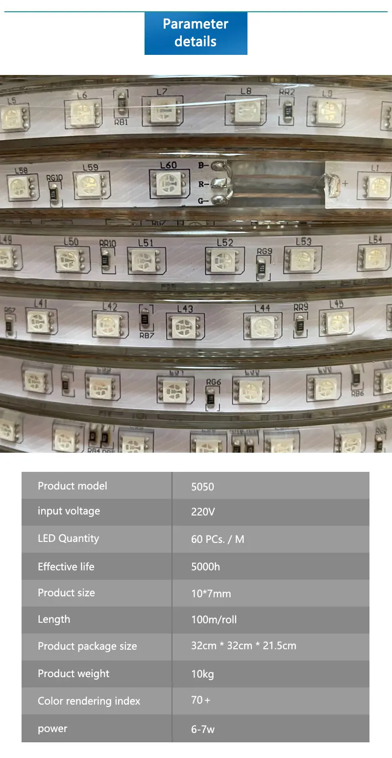 AC 110V 220v Flexible Led Strip Light Waterproof IP67 Outdoor 5050 RGB ...