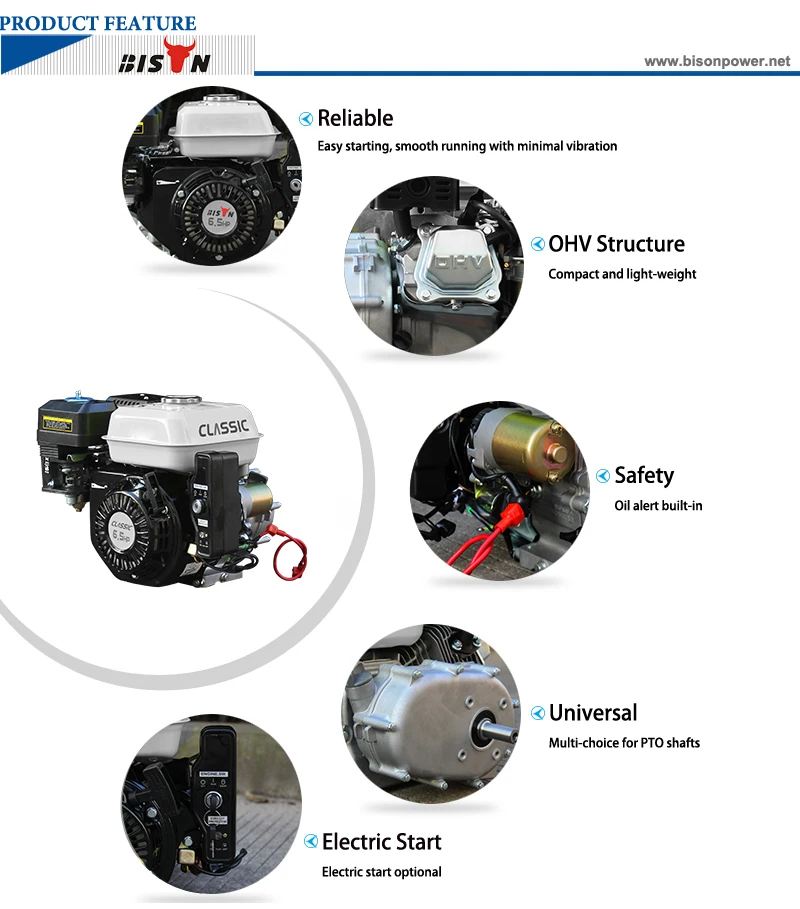 Bison 168f 6.5hp Gasoline Engine With Reducer For Tiller Machine - Buy 6.5hp Gasoline Engine ...
