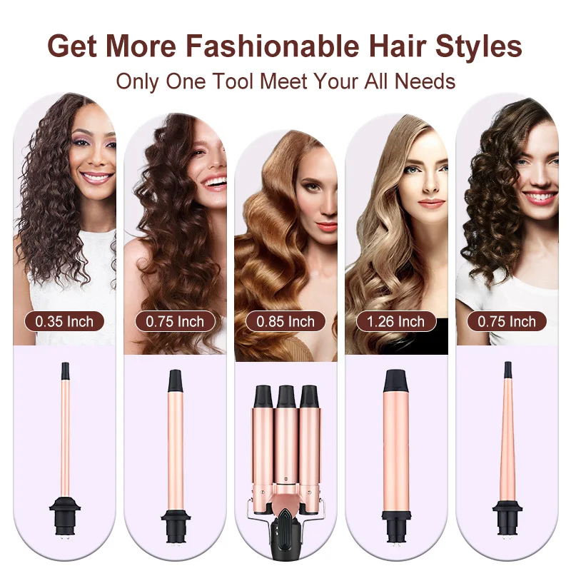 Custom Ceramic Coating Interchangeable Curling Iron 11 in 1 Triple LED ...