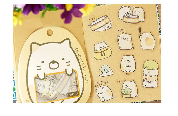 Japanese Cartoon Transparent PVC Sticker DIY Decorative Stickers 50 Pieces