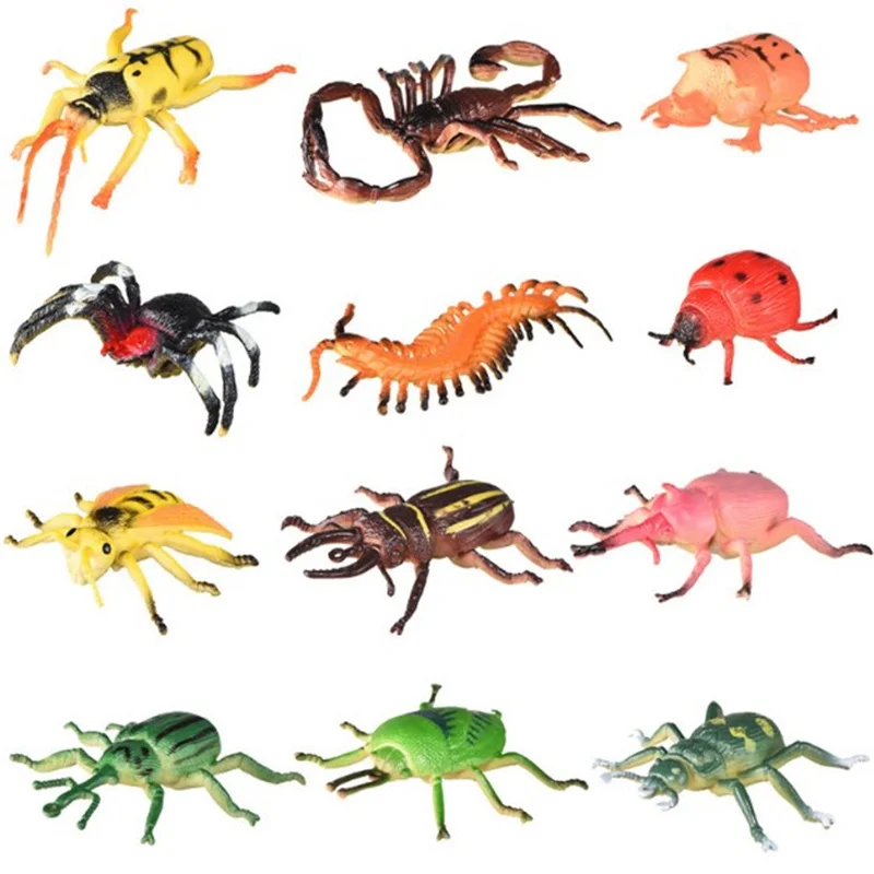 12 Pcs/set Small Colorful Toy Insect Character Fun Toys Assorted ...