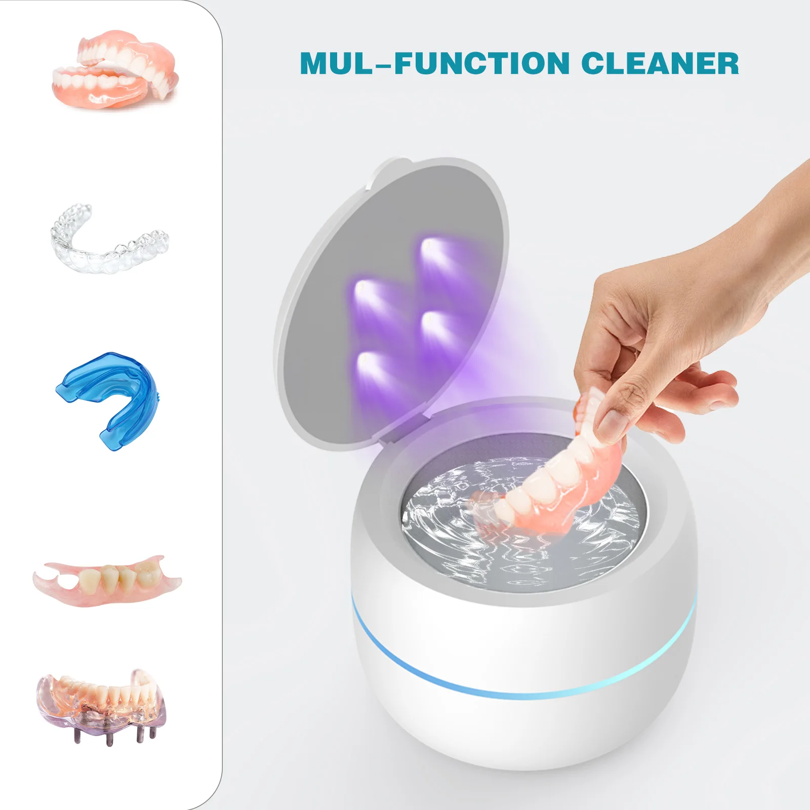 Dentures Jewelry Retainer Dental Mouth Guard Toothbrush Head Ultrasonic ...