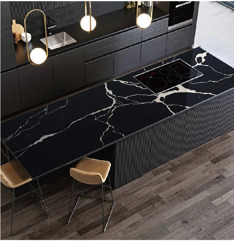 2024 Horizon Wholesale Black Calacatta Quartz Slab Countertop