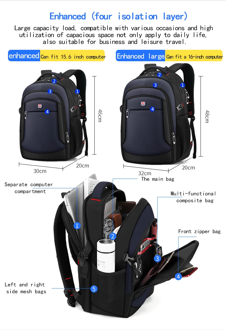 Mochila De Viaje Ergonomics Nylon Laptop Backpacks School Bags Backpack ...